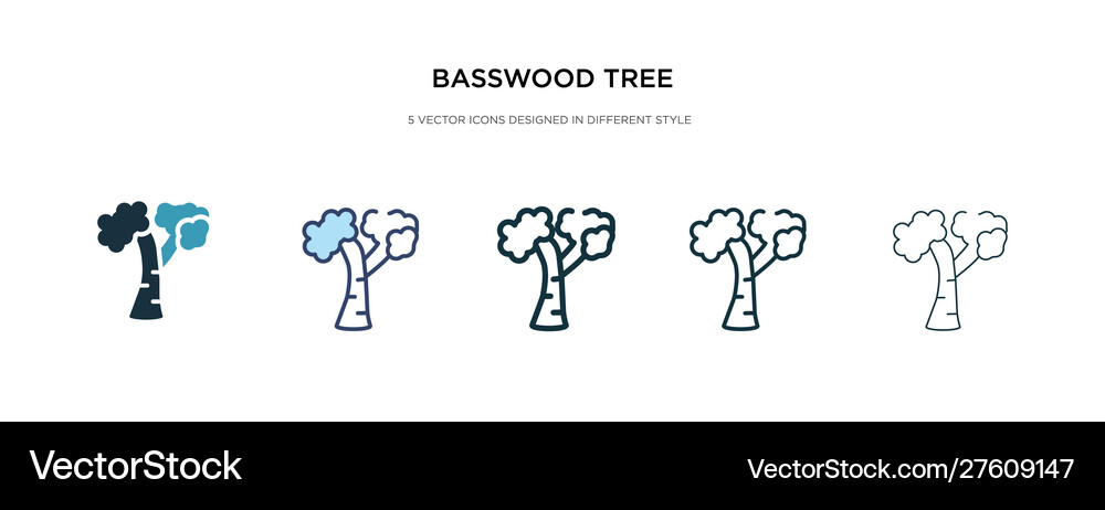 Basswood tree icon in different style two Vector Image