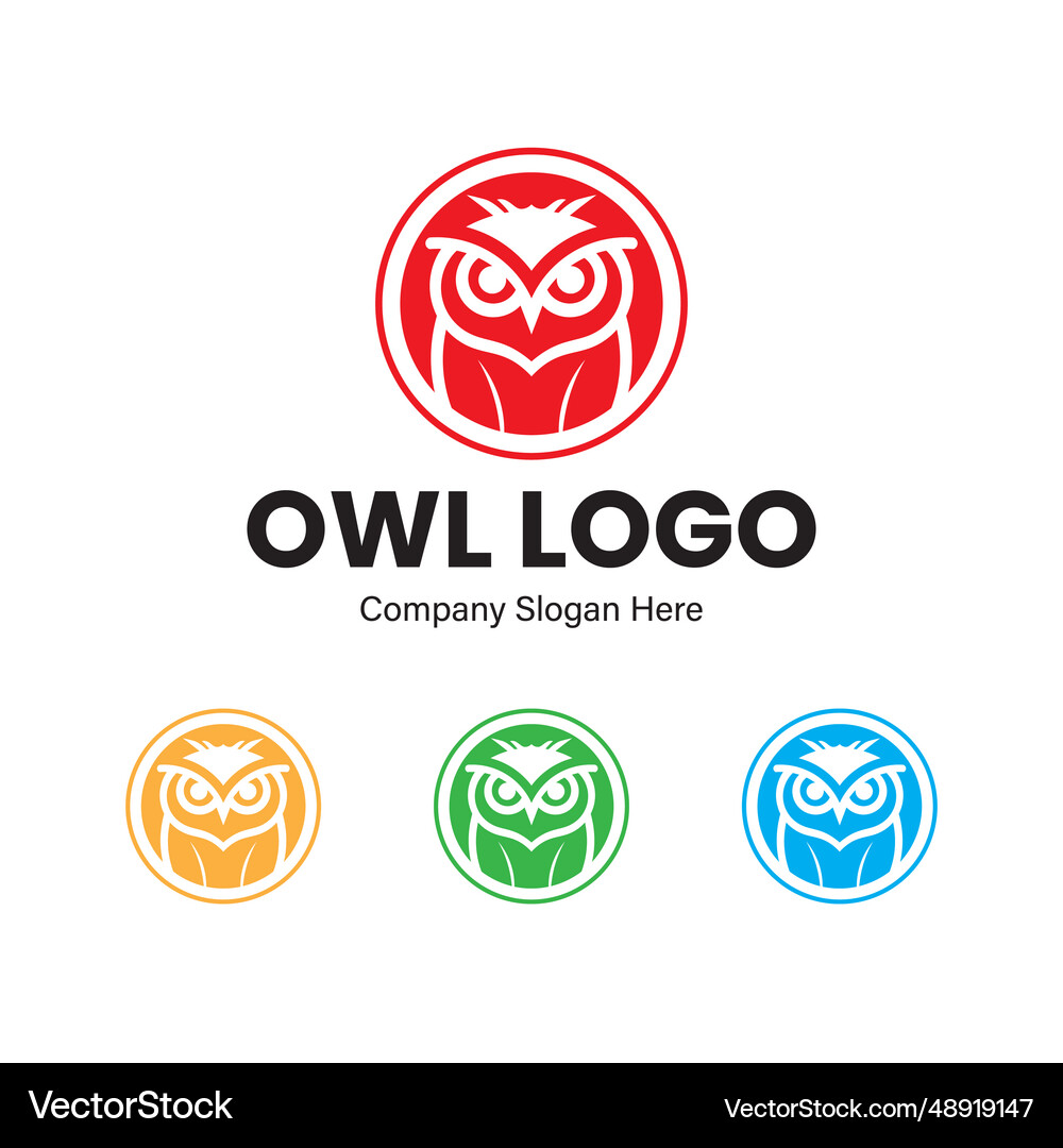 Elegant wise owl bird perch logo icon Royalty Free Vector