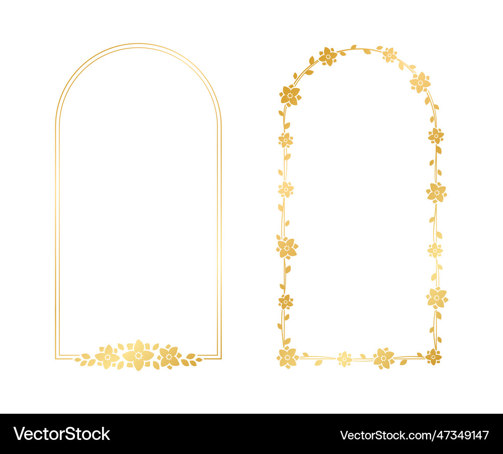 Geometric vertical gold floral frame collection Vector Image