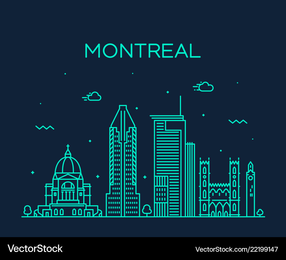 Montreal city skyline quebec canada linear Vector Image