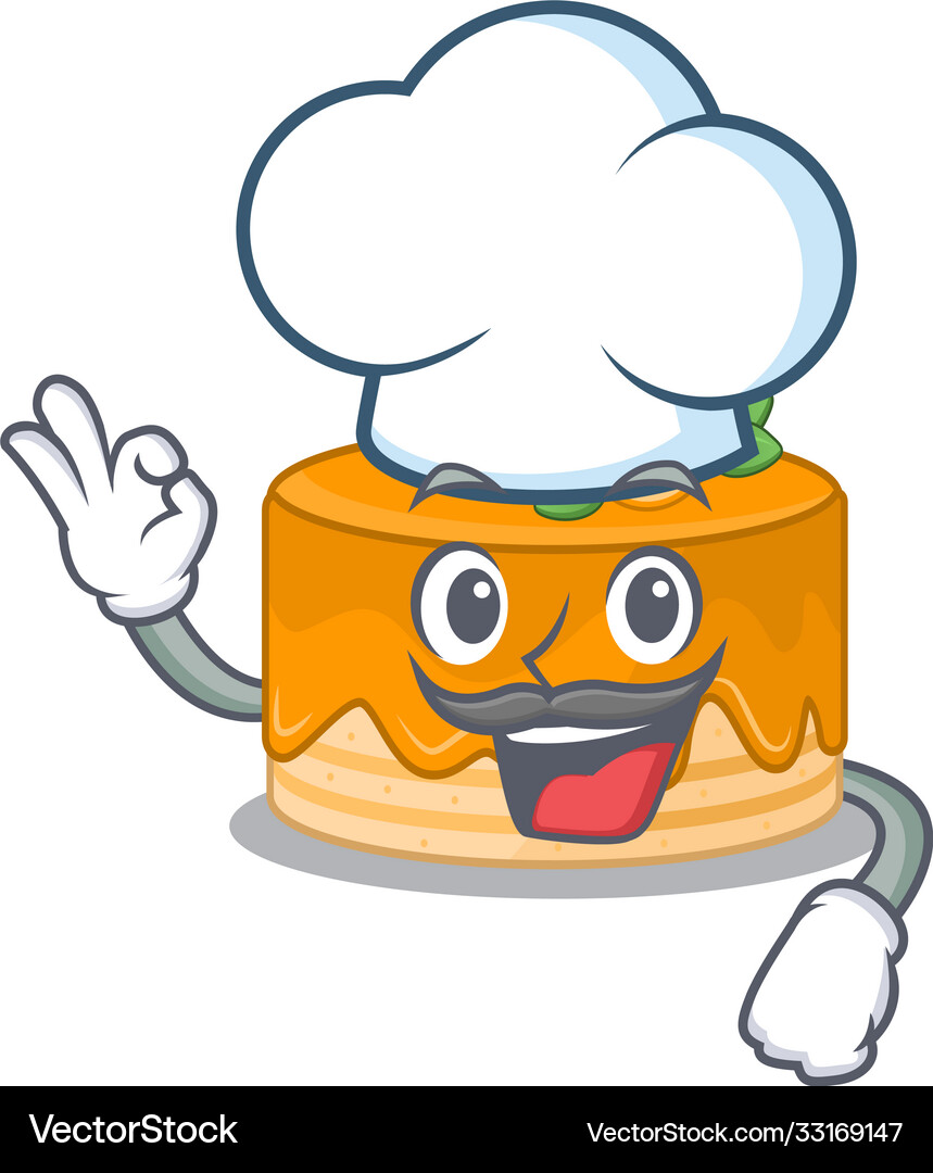Orange cake cartoon character working as a chef Vector Image