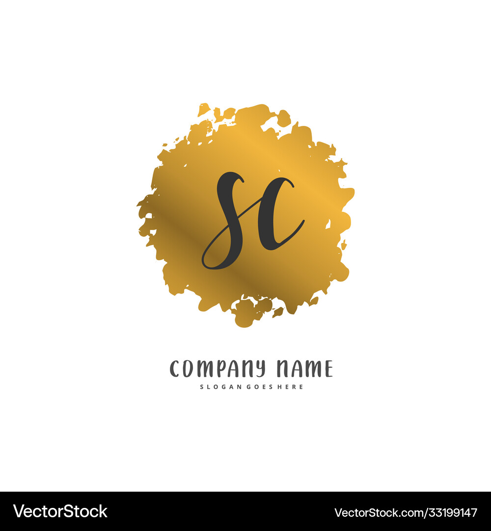 S c sc initial handwriting and signature logo Vector Image