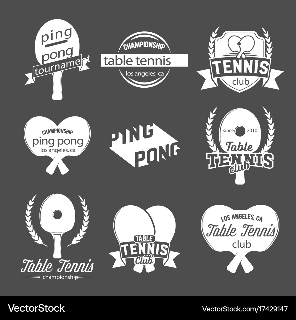 Set of ping pong emblems labels badges Royalty Free Vector