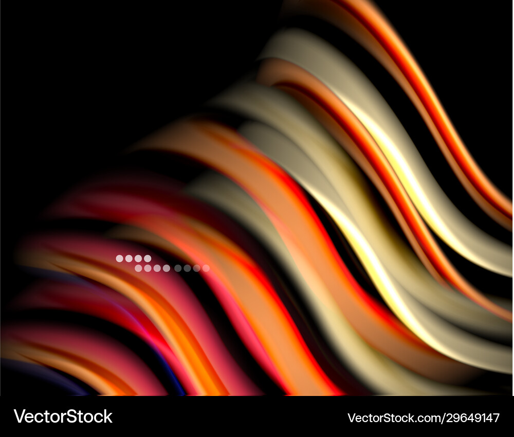Silk smooth lines on black liquid fluid color Vector Image
