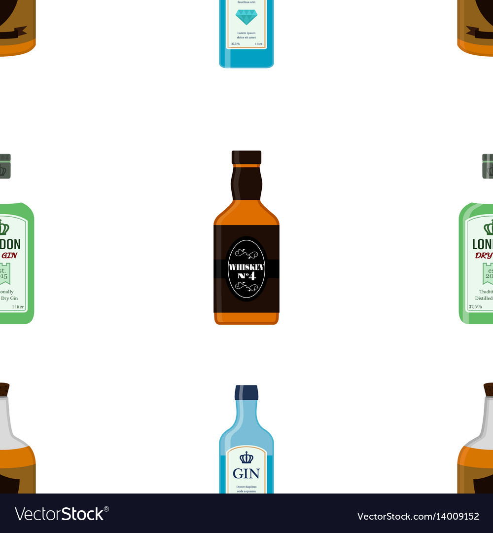 Alcohol bottles seamless pattern gin whiskey rum Vector Image Alcohol bottles seamless pattern gin whiskey rum Vector Image