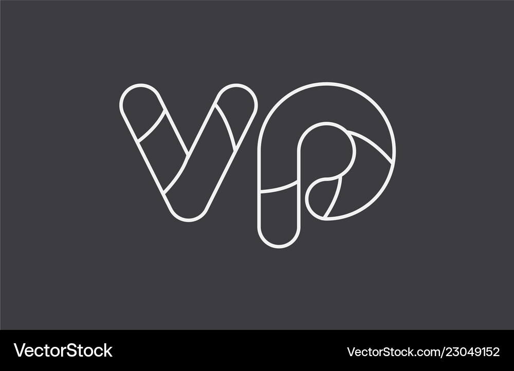 Alphabet letter vp v p combination black white Vector Image