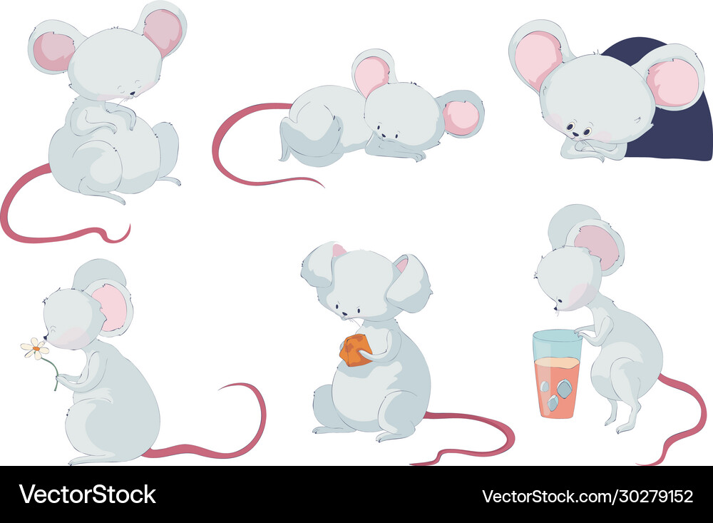 Cartoon mouse character with long pink tail Vector Image