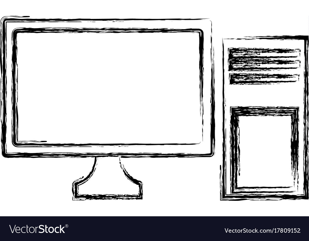 Desk computer technology Royalty Free Vector Image
