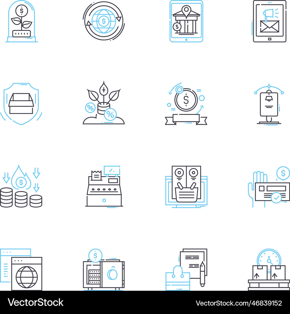 Financial success linear icons set prosperity Vector Image