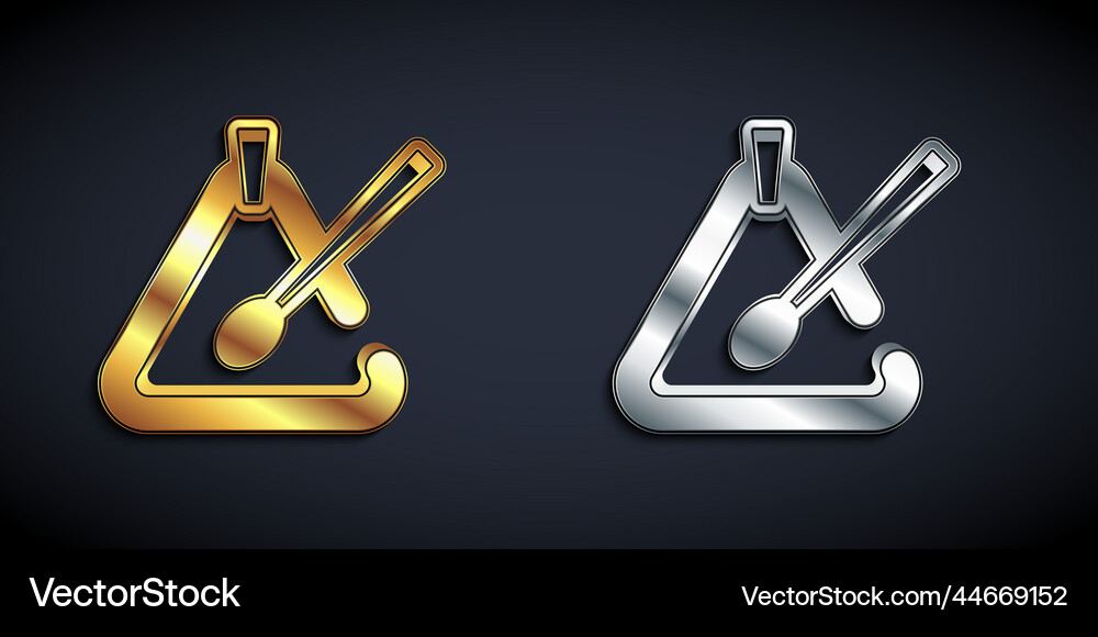 Gold and silver triangle musical instrument icon Vector Image