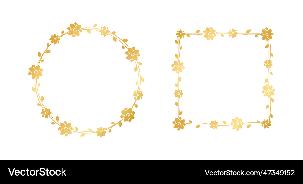 Gold geometric floral frame template set luxury Vector Image