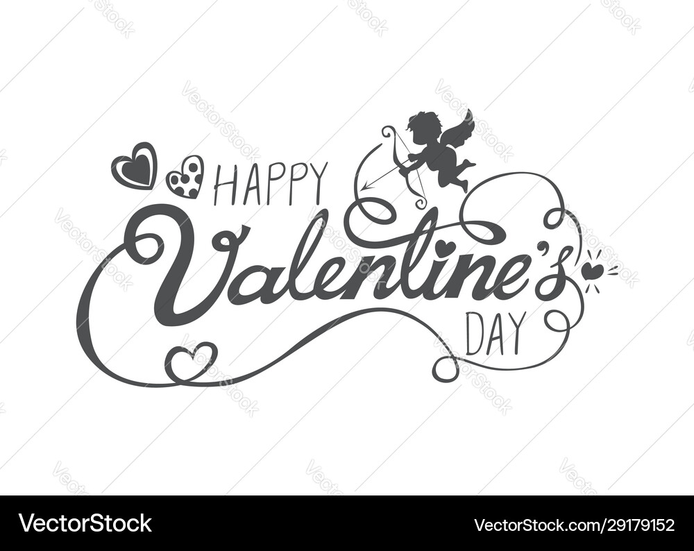Happy valentines day text with handwritten Vector Image