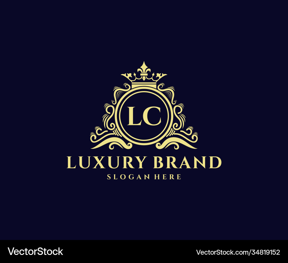 Lc initial letter gold calligraphic feminine Vector Image