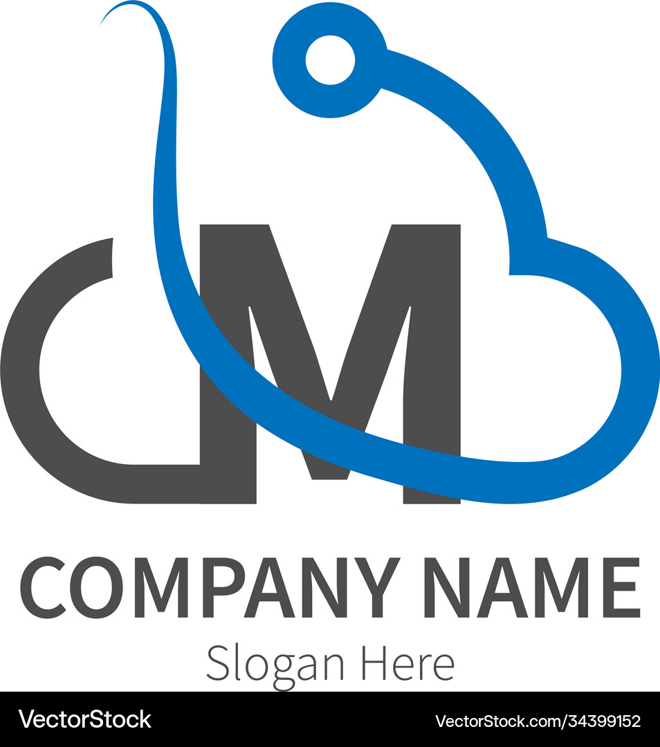 Letter m combined with cloud technology icon logo Vector Image