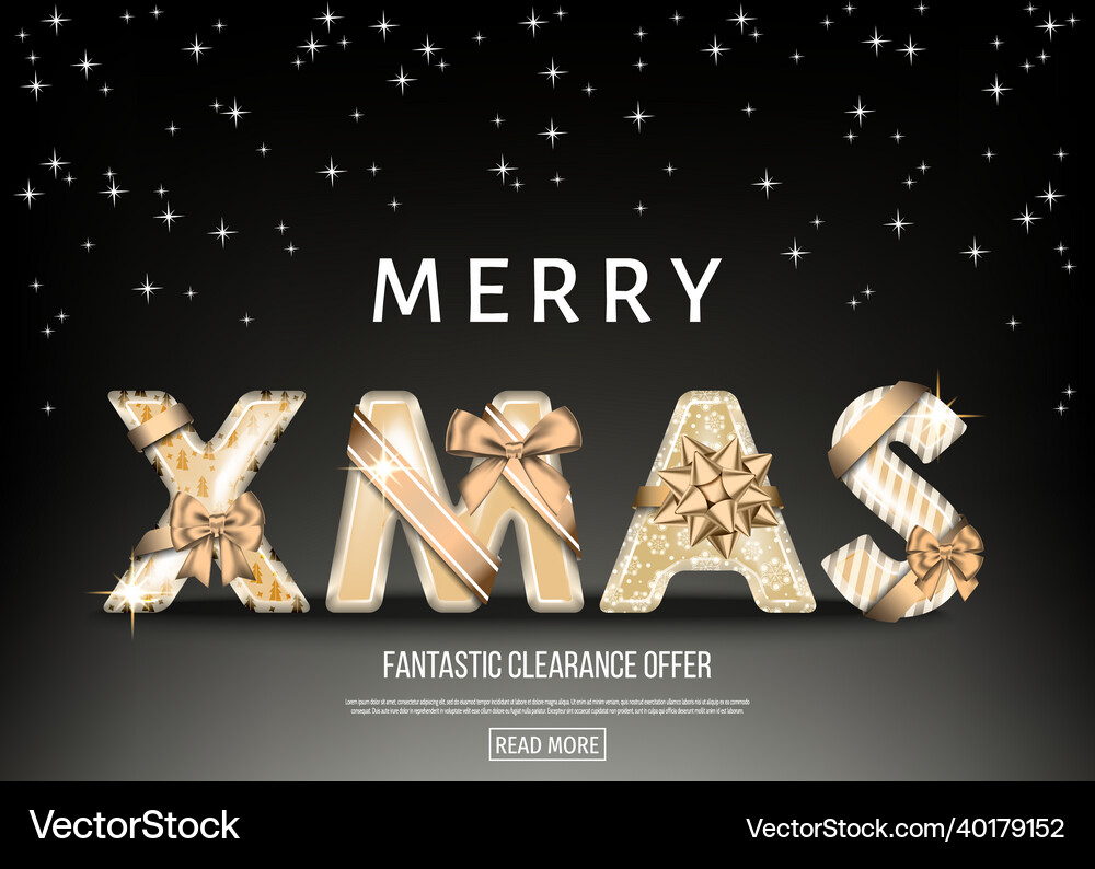 Merry christmas background with gold decorative Vector Image