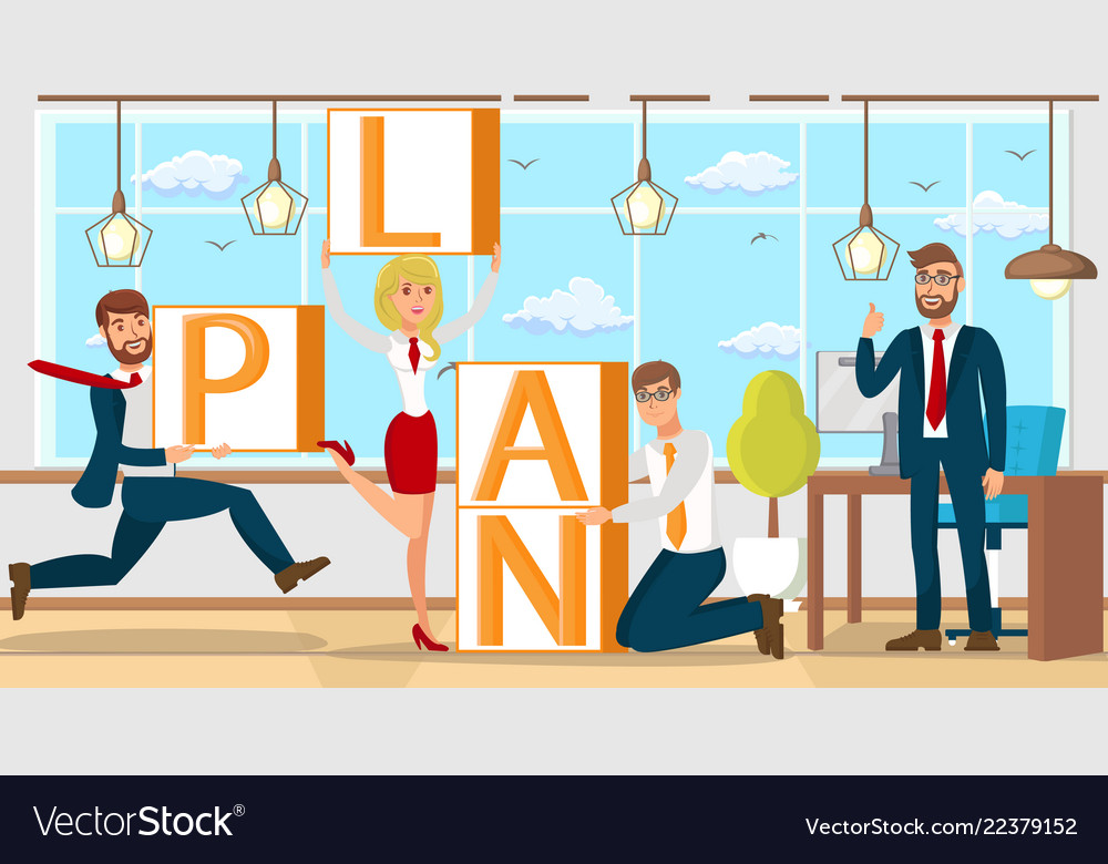 Plan in startup teamwork flat Royalty Free Vector Image