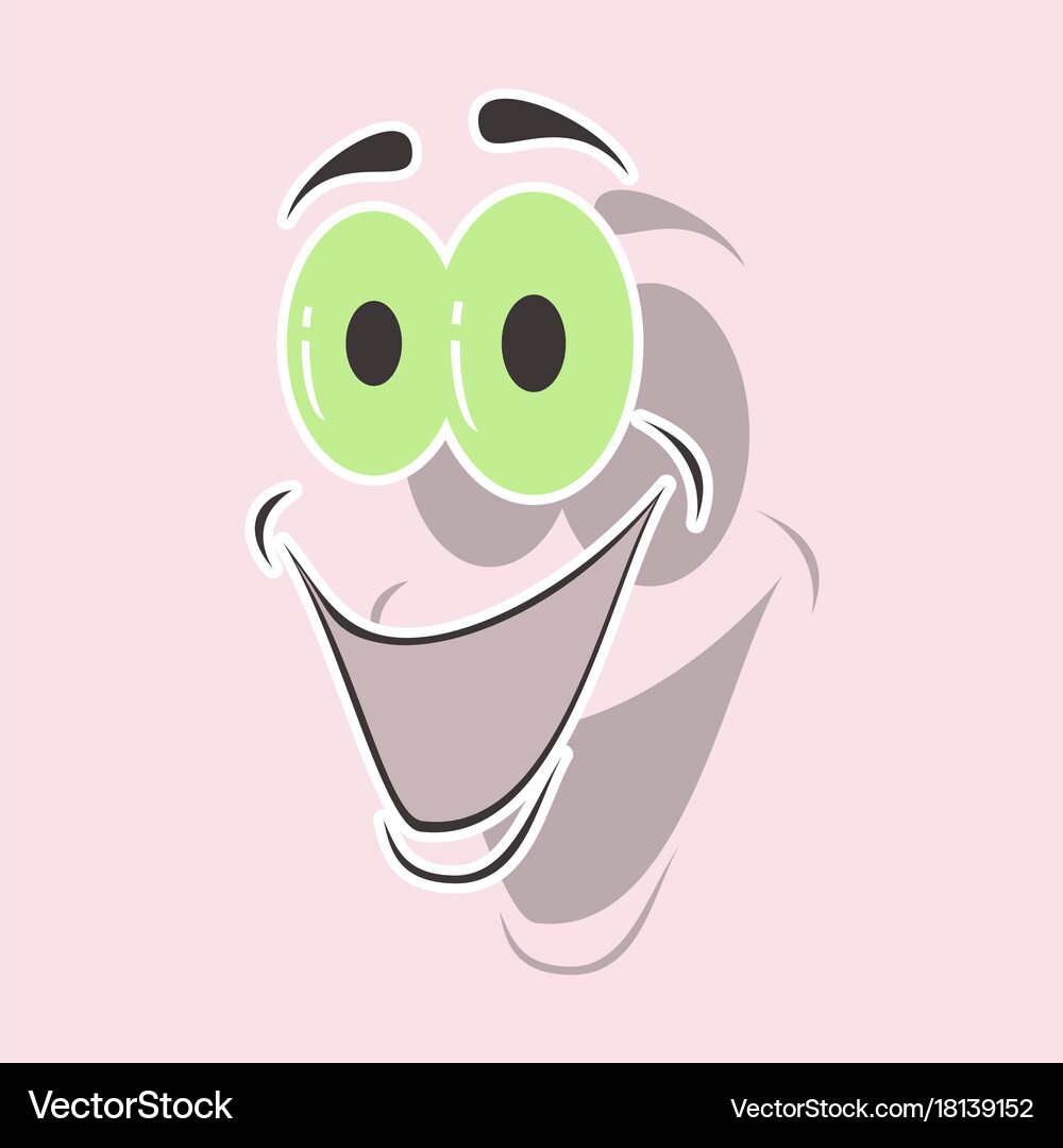 Realistic paper sticker on theme cartoon face Vector Image
