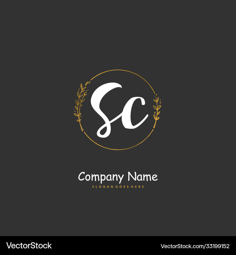 S c sc initial handwriting and signature logo Vector Image