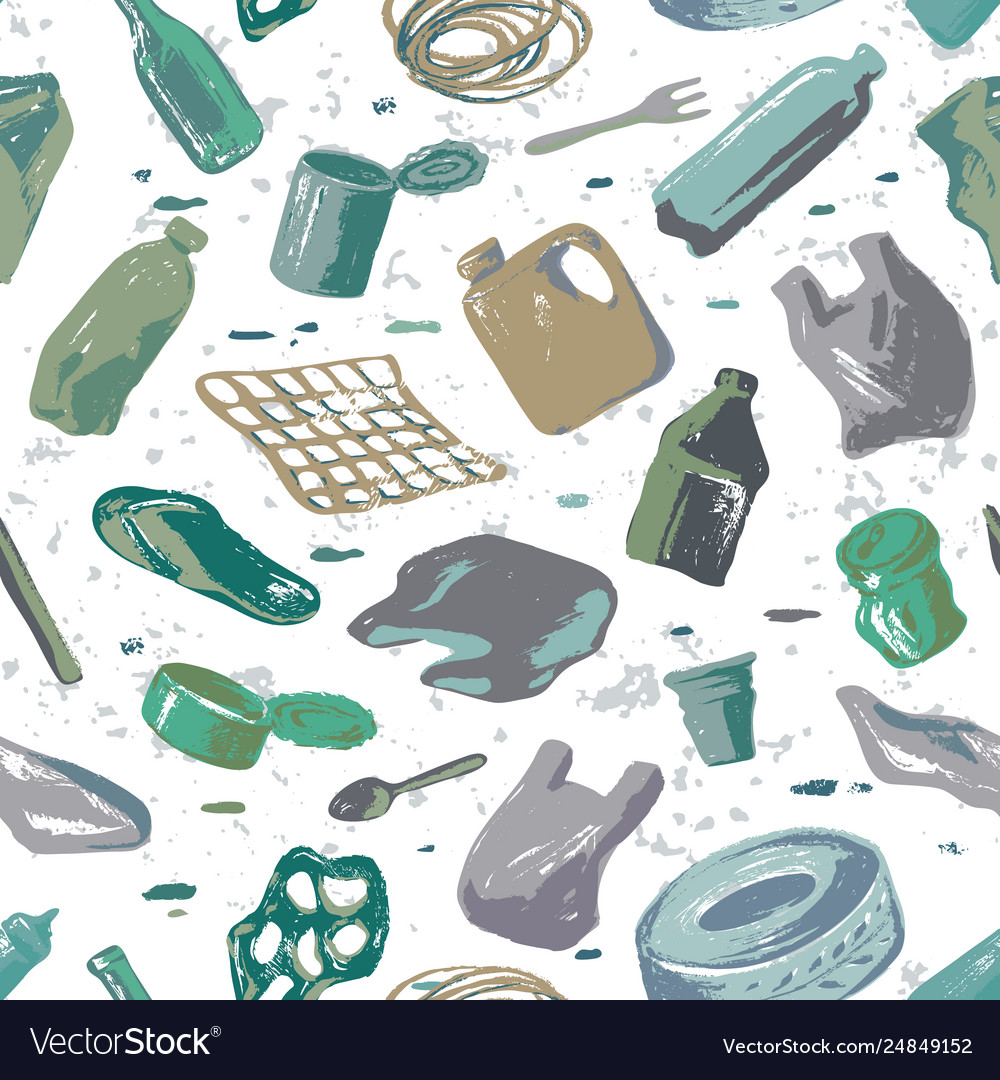 Seamless pattern ocean pollution Royalty Free Vector Image