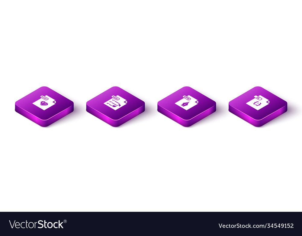 Set isometric ruby file document m3u eps and js Vector Image