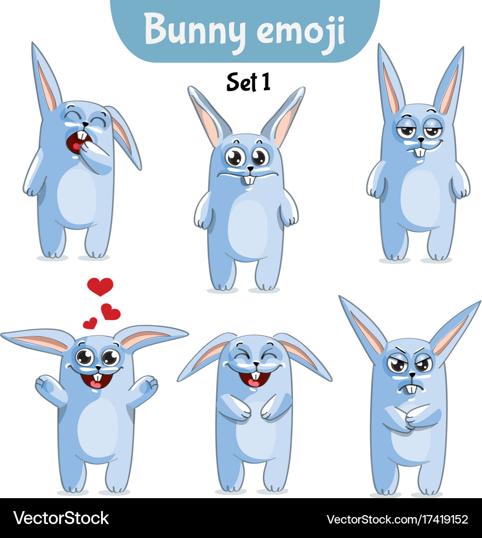 Set of cute rabbit characters 1 Royalty Free Vector Image