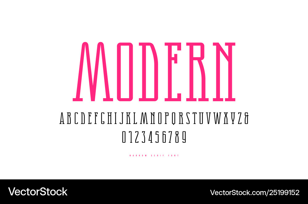 Stock narrow slab serif font Royalty Free Vector Image
