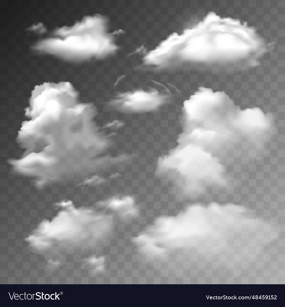 Transparent clouds set Royalty Free Vector Image