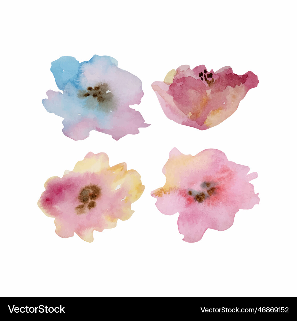 Watercolor bright abstract flowers for spring Vector Image