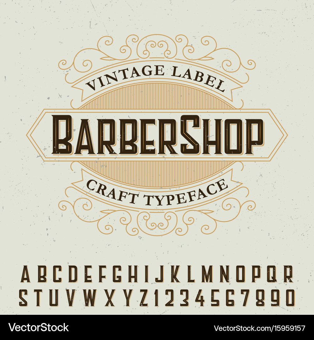 Barber shop label font poster Royalty Free Vector Image