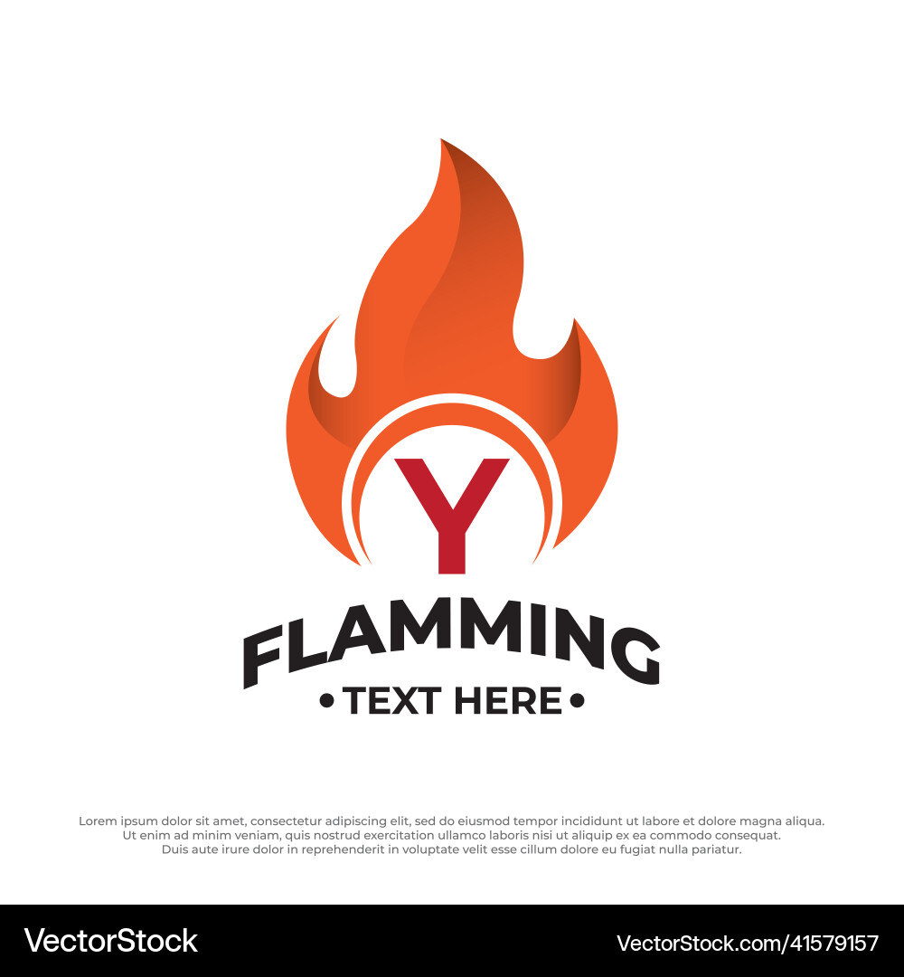 Burning flame fire with capital letter y design Vector Image