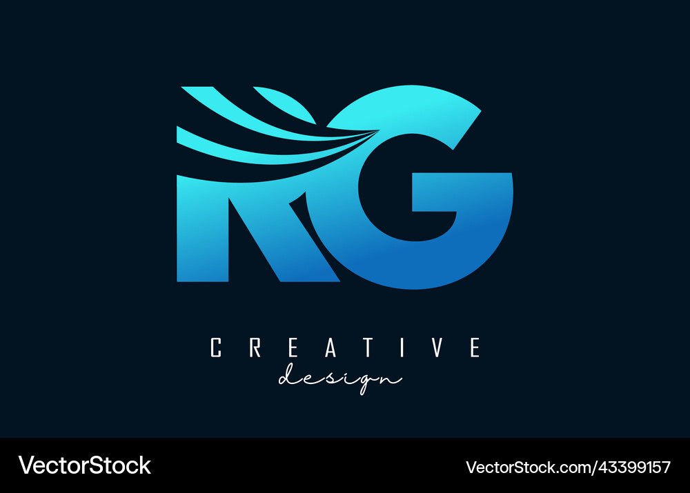 Creative blue letters rg r g logo with leading Vector Image