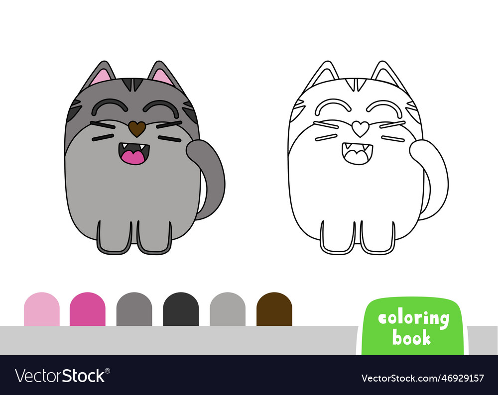 Cute cat coloring book for kids page for books Vector Image