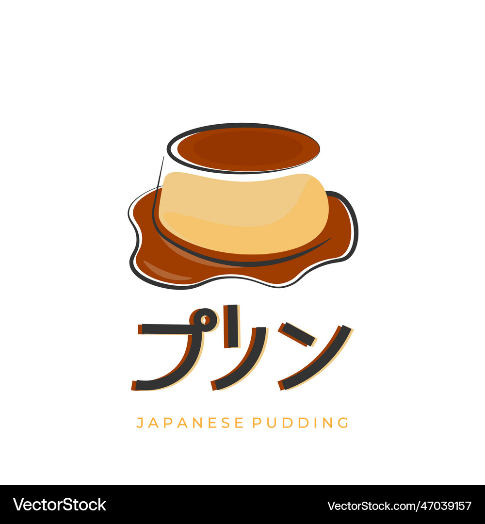 Delicious japanese pudding purin Royalty Free Vector Image