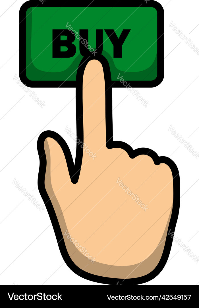 Finger push the buy button icon Royalty Free Vector Image
