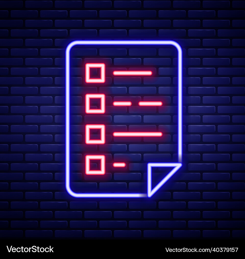 Glowing neon line clipboard with checklist icon Vector Image