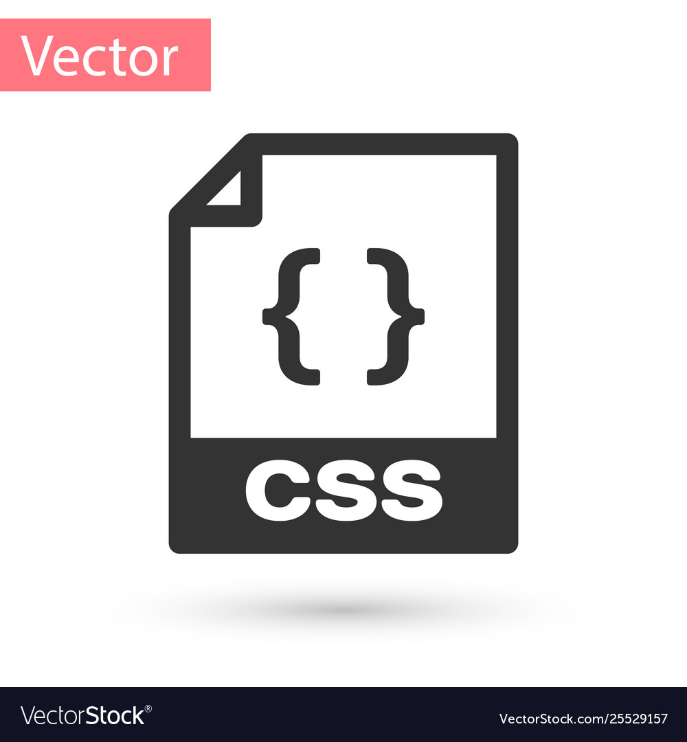 Grey css file document icon download css button Vector Image