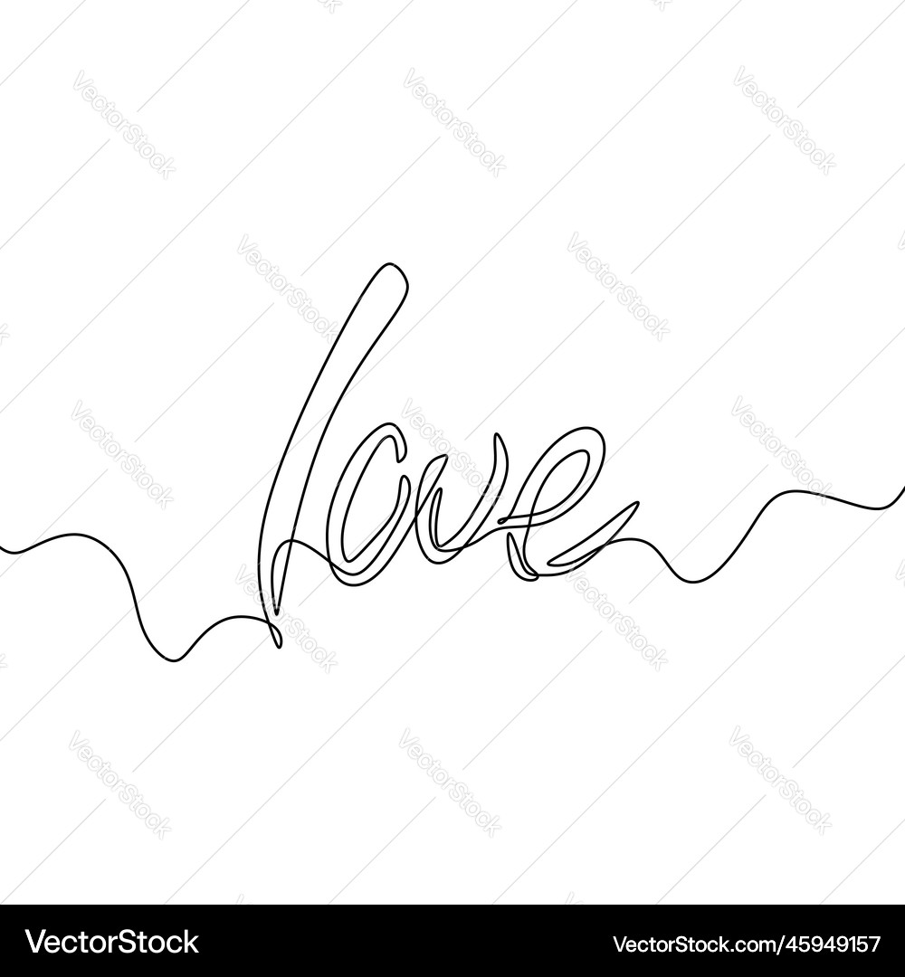 Love handwritten by one line calligraphy style Vector Image