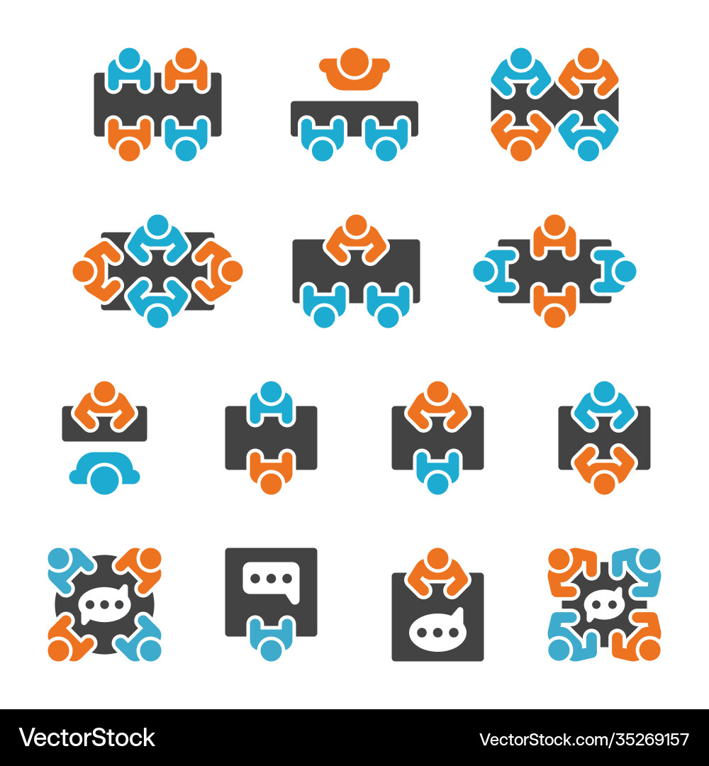 Meeting and participate icon set Royalty Free Vector Image