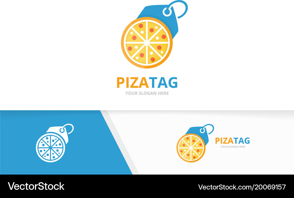 Pizza and tag logo combination food Royalty Free Vector