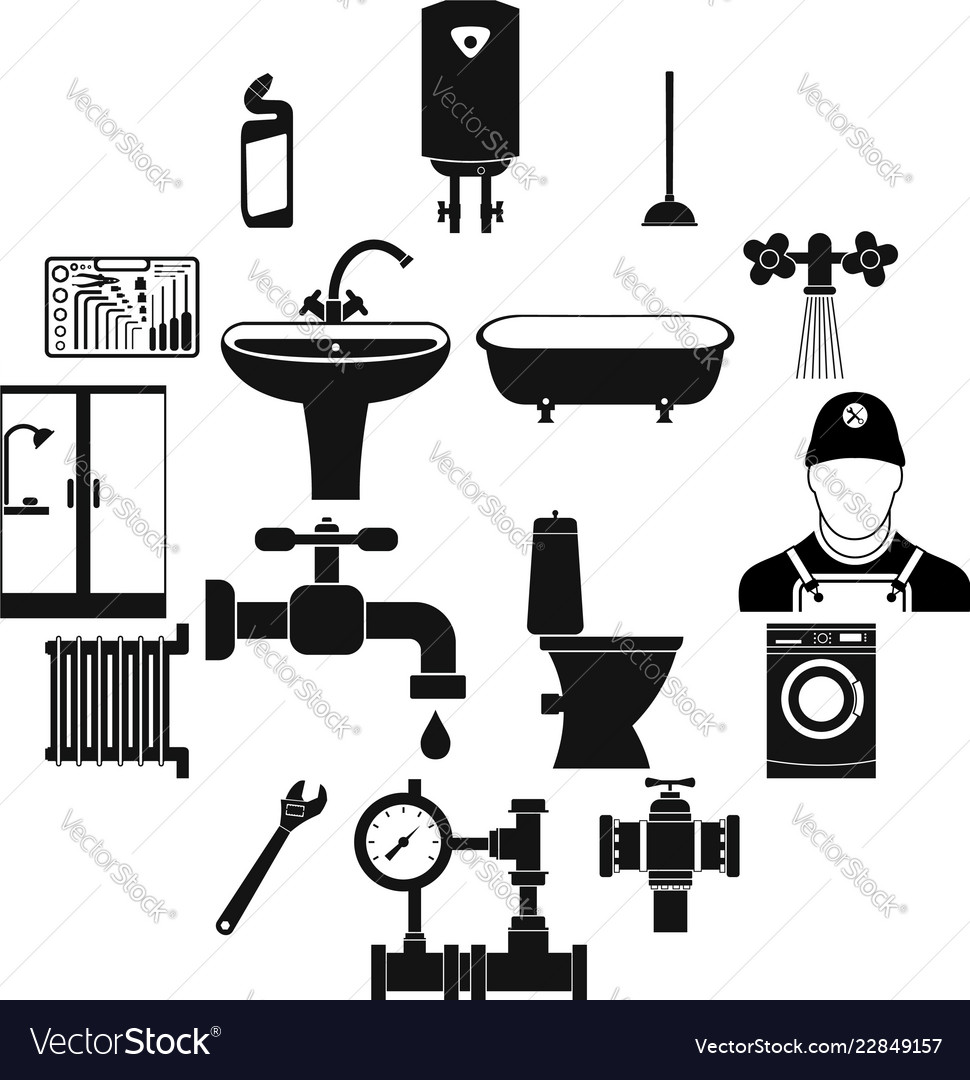 Sanitary engineering simple icons Royalty Free Vector Image Sanitary engineering simple icons Royalty Free Vector Image