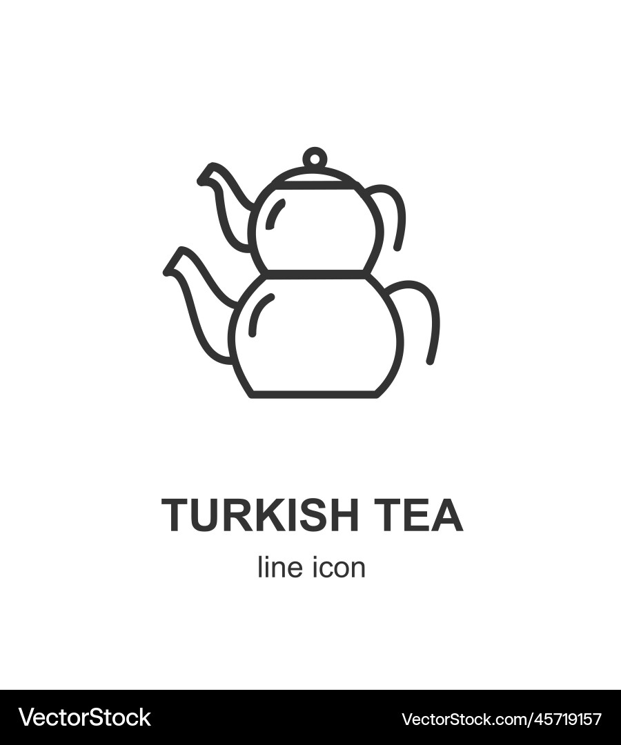 Turkish tea teapot sign thin line icon emblem Vector Image