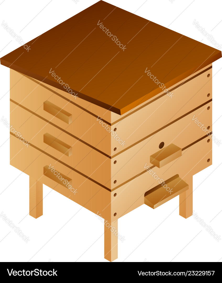 Wood bee hive icon isometric style Royalty Free Vector Image