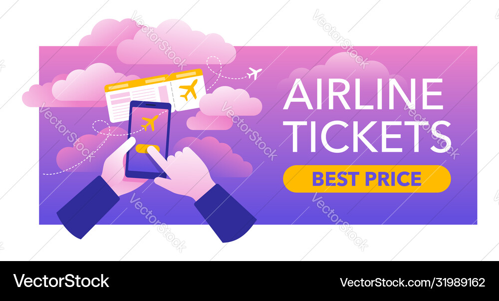 Airline tickets online banner Royalty Free Vector Image