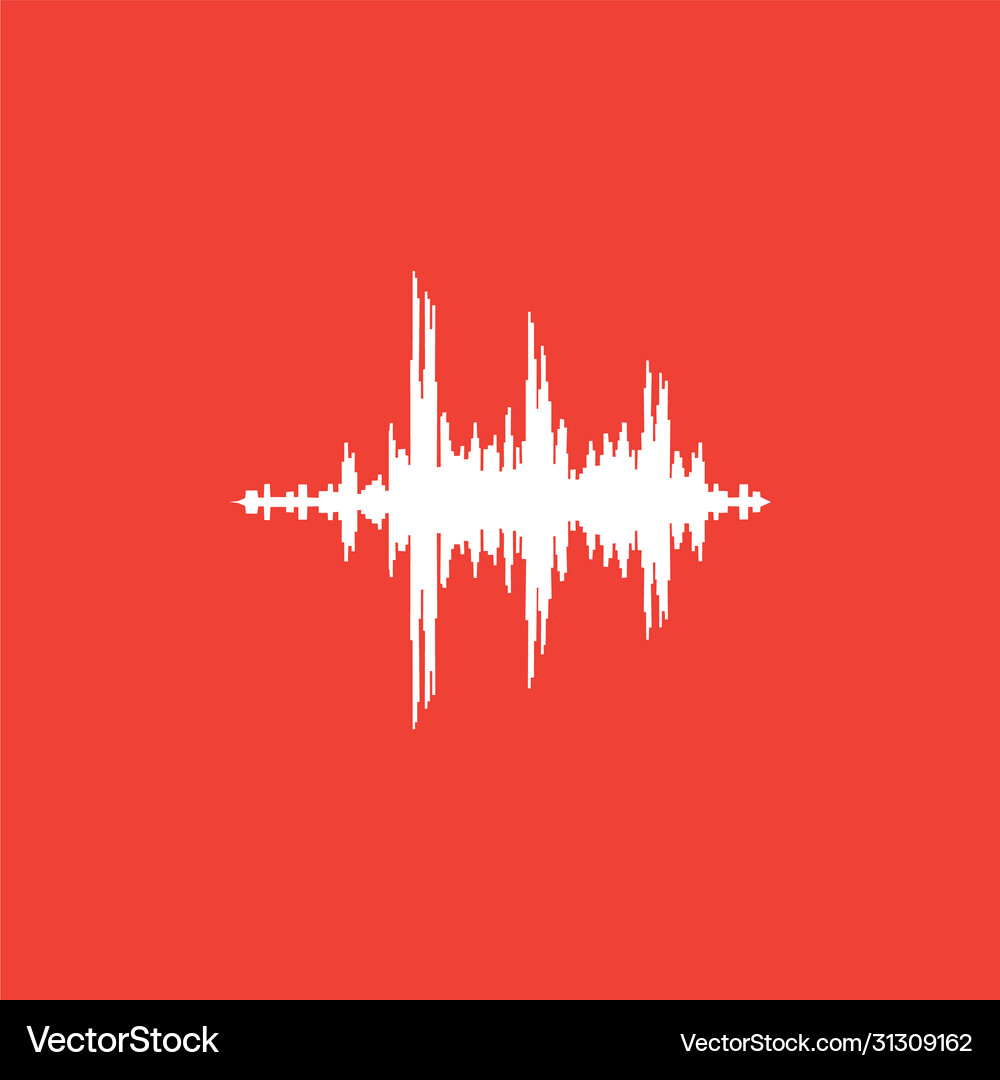 Audio signal red icon on white background Vector Image