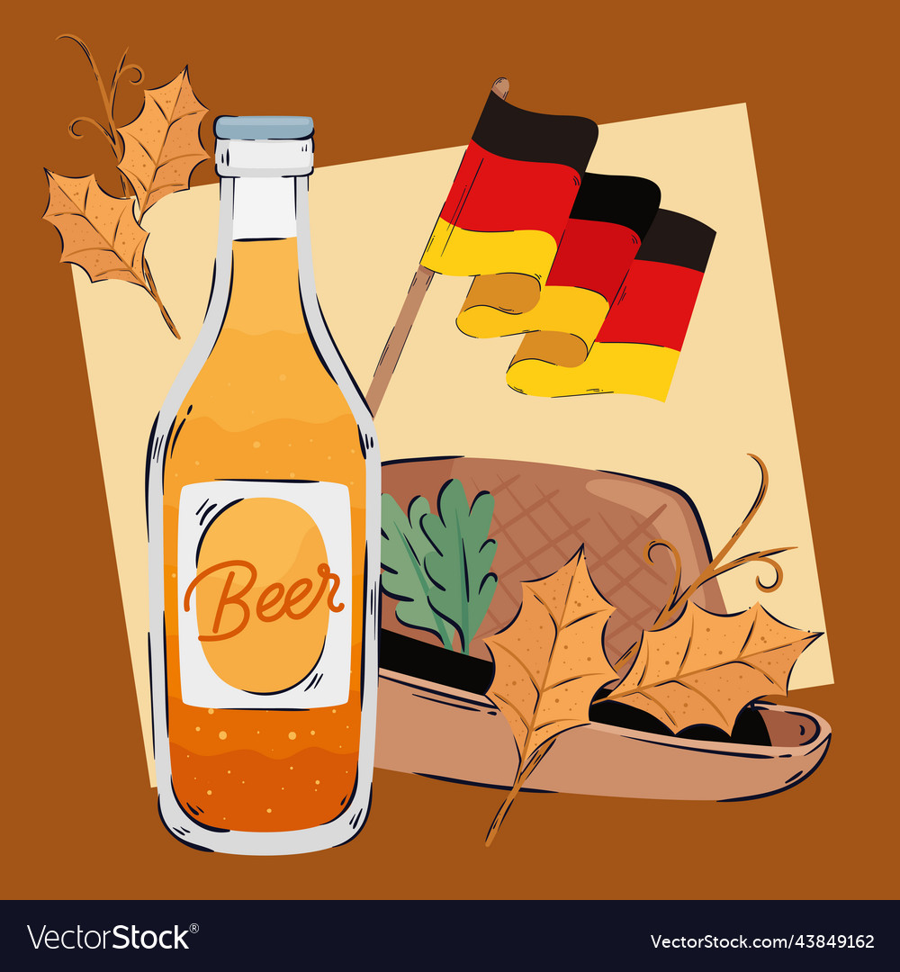 Beer bottle with tyrolean hat Royalty Free Vector Image Beer bottle with tyrolean hat Royalty Free Vector Image
