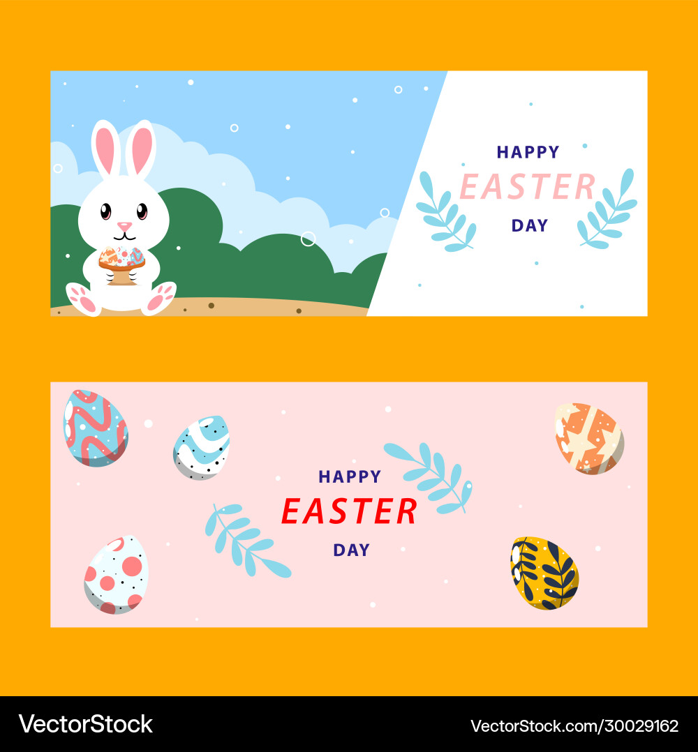 Easter day banners set colored mascot Royalty Free Vector