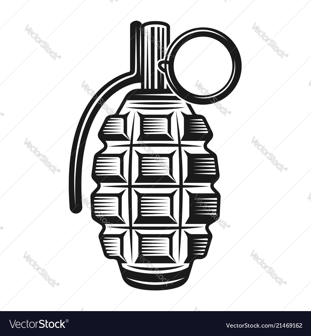 Grenade monochrome vintage Royalty Free Vector Image
