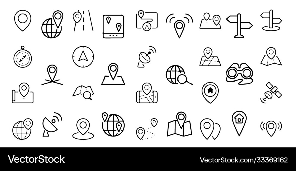 Location pin point icons on white background Vector Image