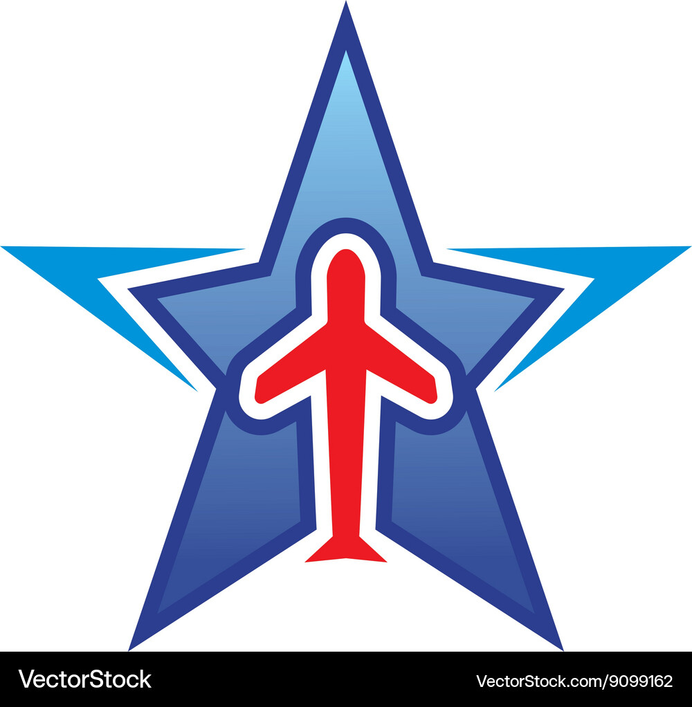 Logo Star Flit away Travel Plane Royalty Free Vector Image