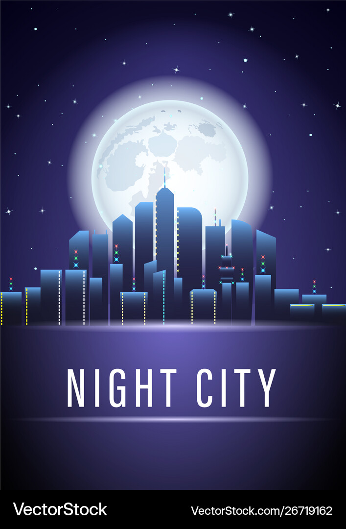 Moonlight city poster Royalty Free Vector Image